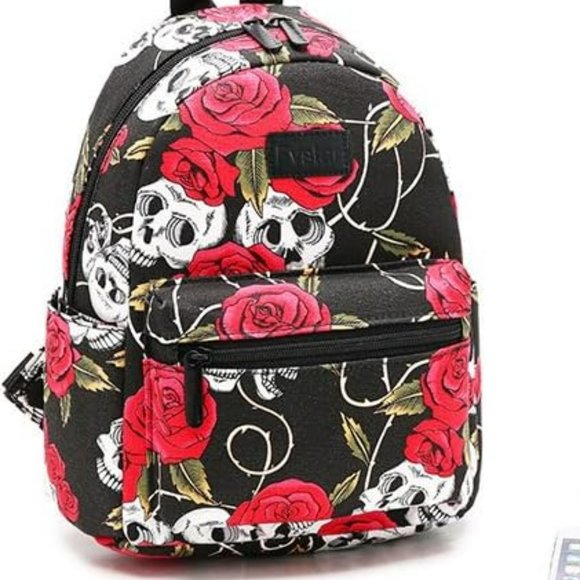 Bags | Stylish Mini Skull Rose Backpack Purse | Poshmark